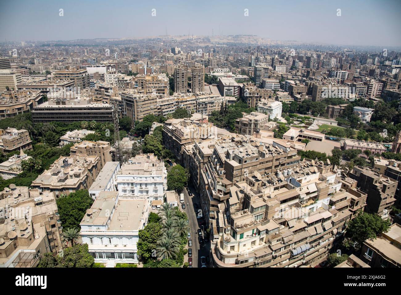 Cairo, Egypt. 17th July, 2024. A general view of Cairo's buildings is ...