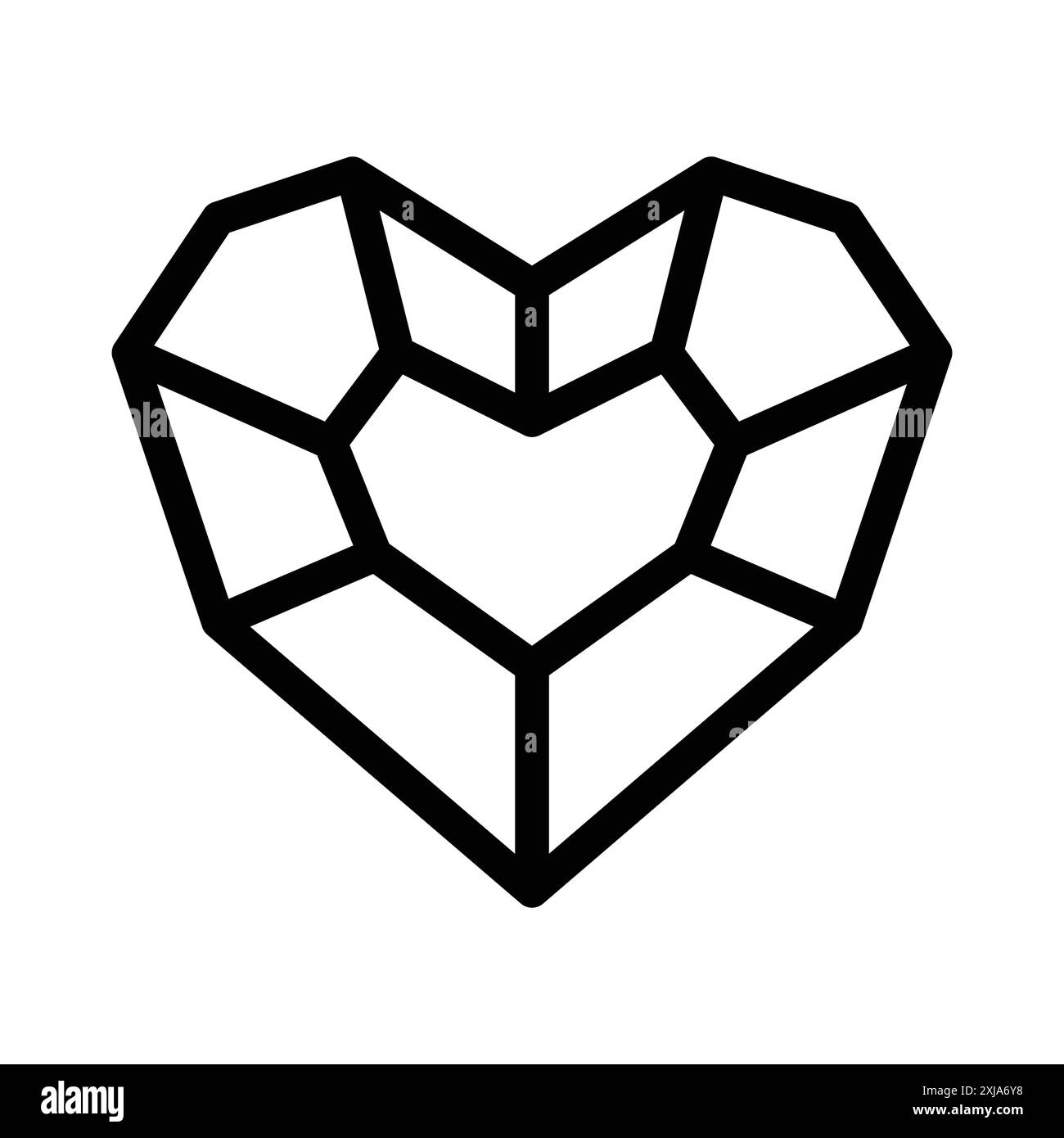 Heart shaped diamond icon set in thin line outline style and linear ...