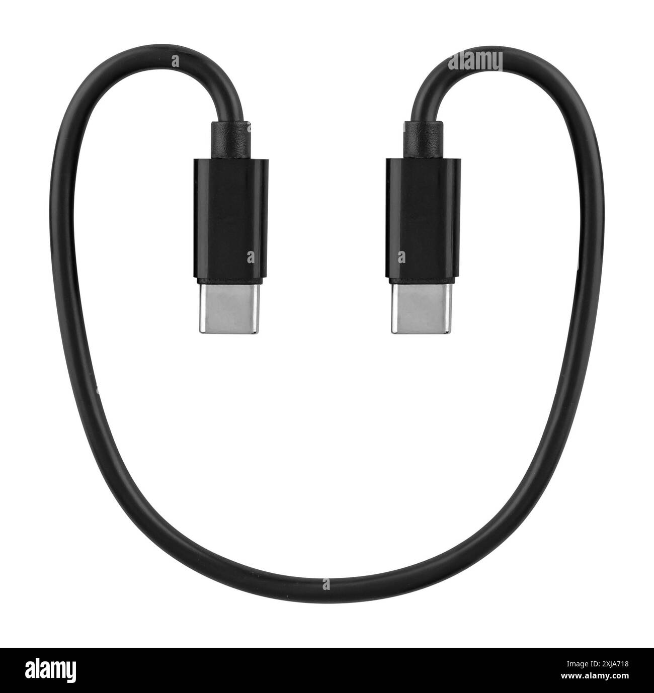 cable with Type-C connector, black color, insulated on white background ...