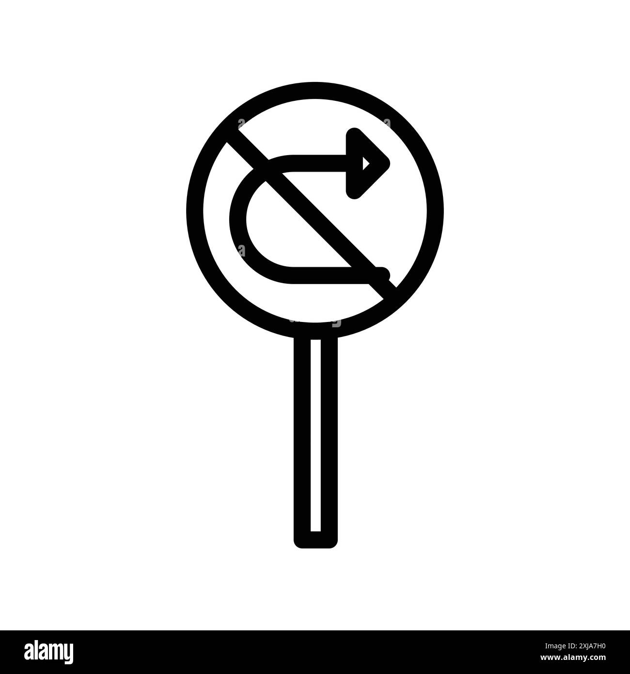 No U turn sign icon set in thin line outline style and linear vector sign Stock Vector Image ...