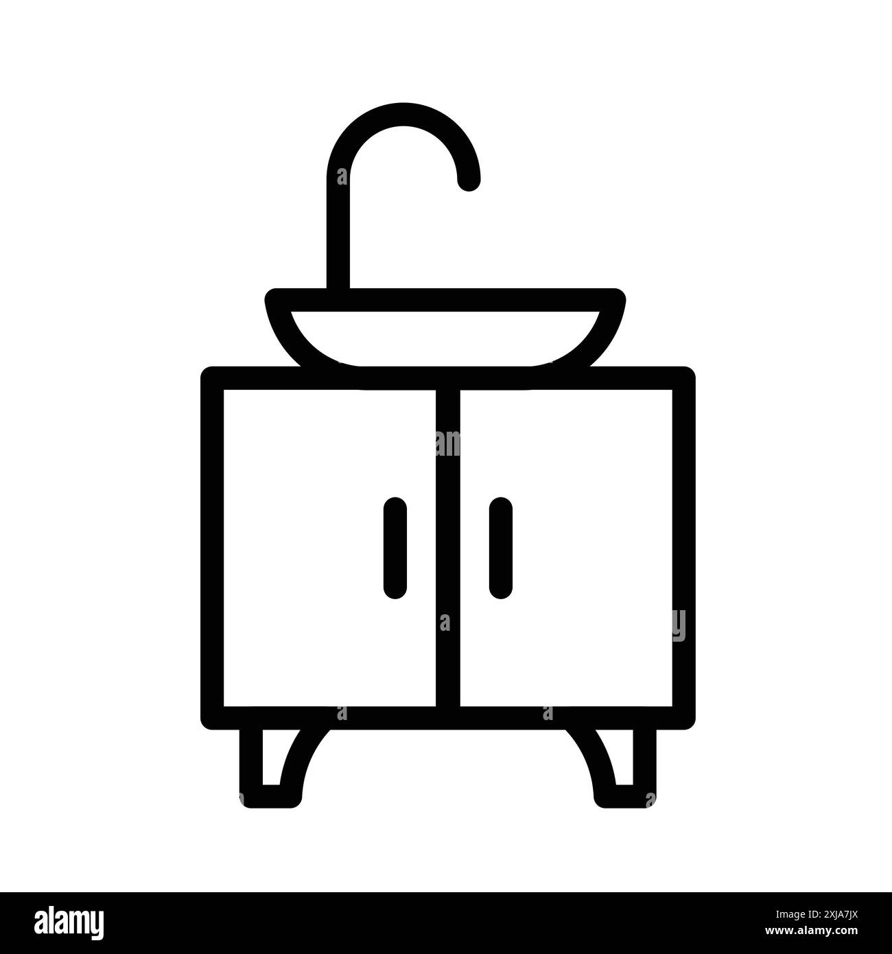 Bathroom sink icon set in thin line outline style and linear vector sign Stock Vector Image ...