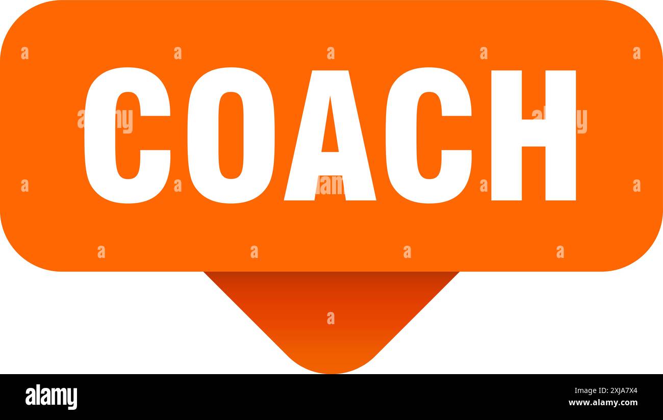 coach sticker. coach sign on transparent background. rectangular button ...