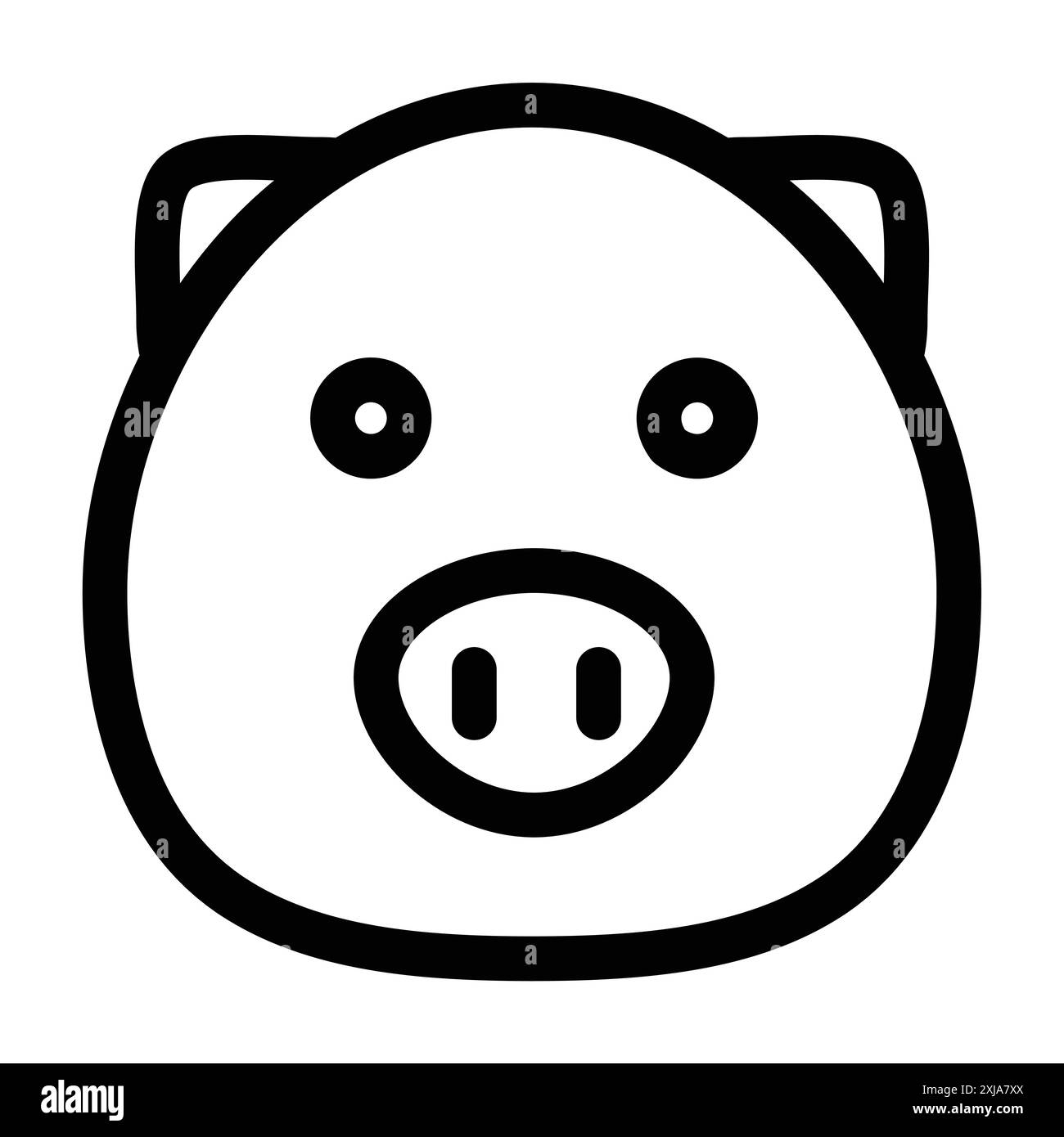 Pig face icon set in thin line outline style and linear vector sign ...
