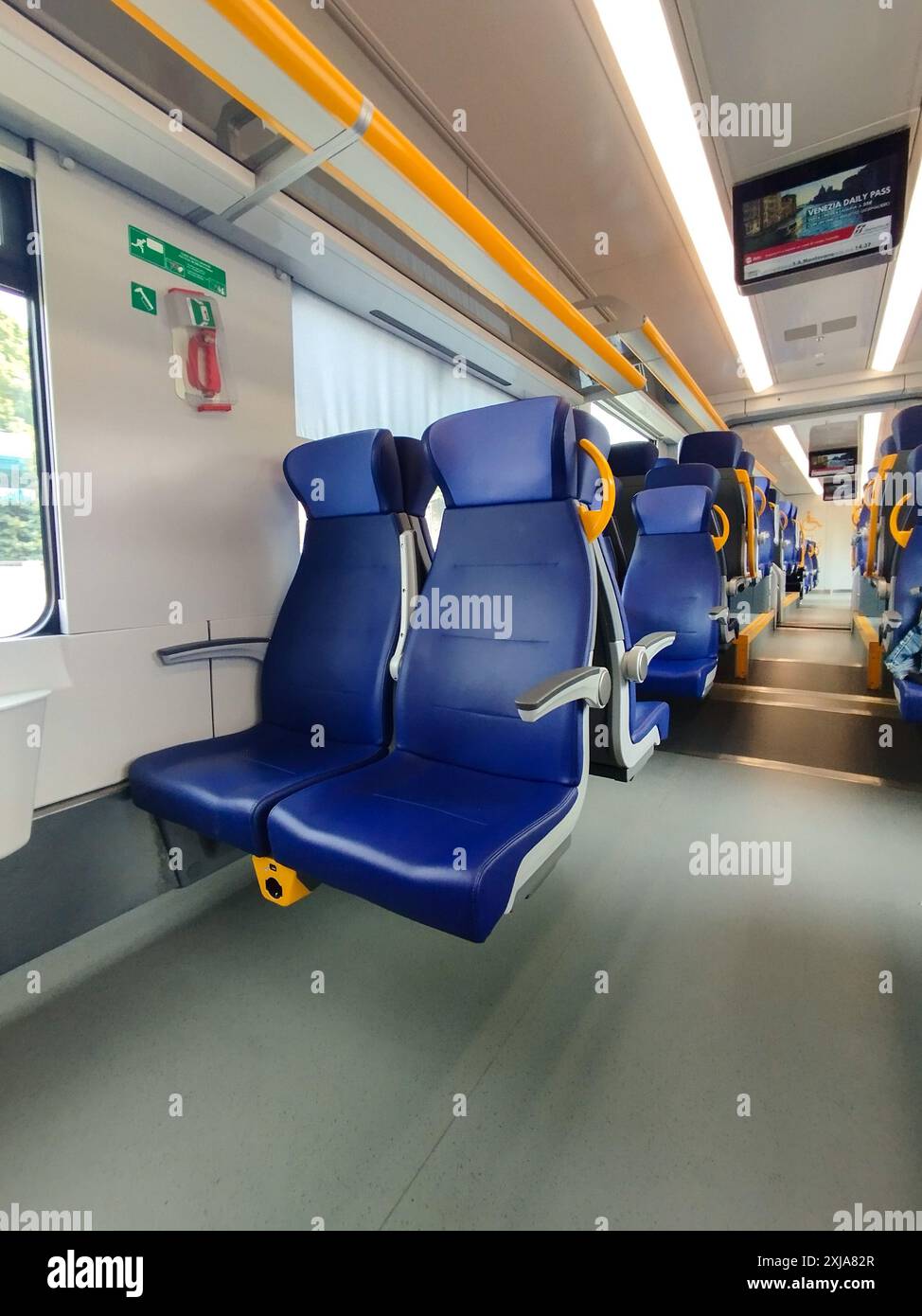 The interior of a second-class train between Modena and Verona, Italy ...