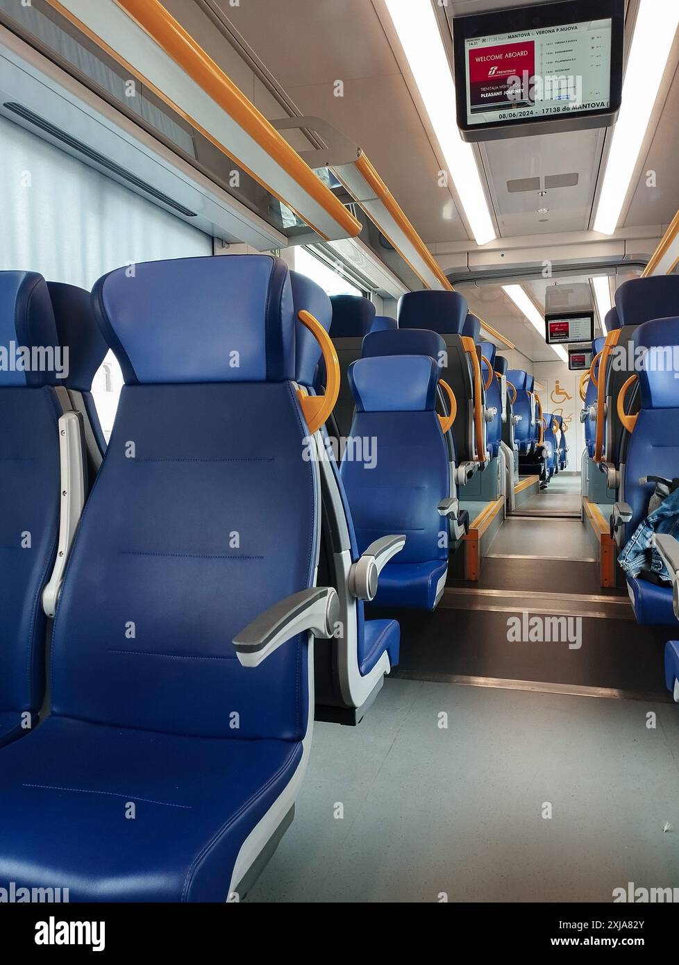 The interior of a second-class train between Modena and Verona, Italy ...