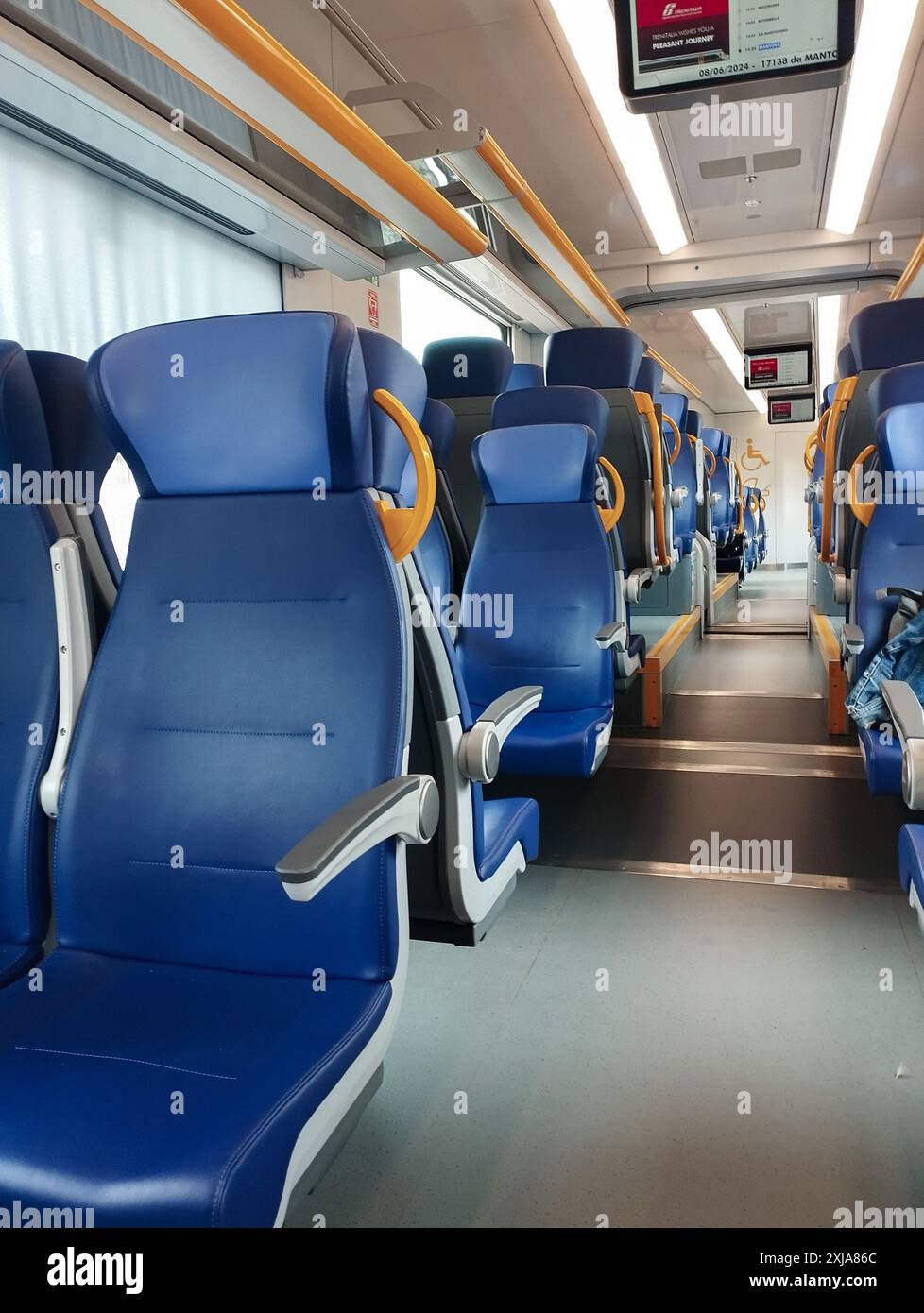 The interior of a second-class train between Modena and Verona, Italy ...