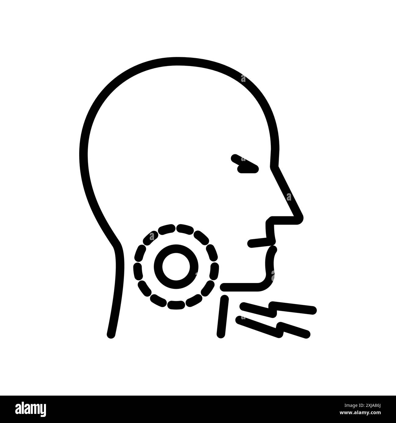 Sore throat icon set in thin line outline style and linear vector sign ...