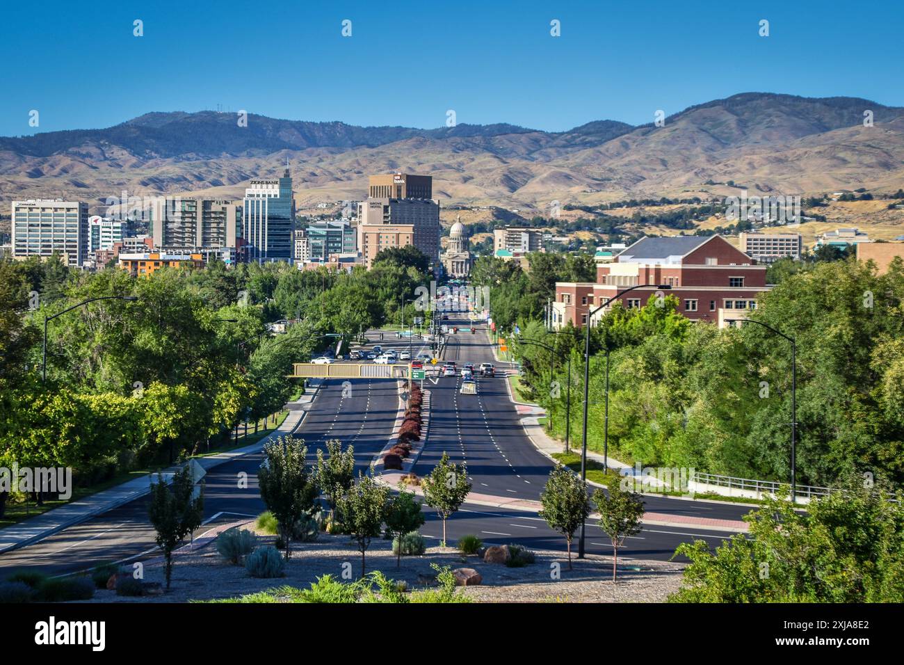 Downtown Boise Idaho and the state capitol building viewed from the ...