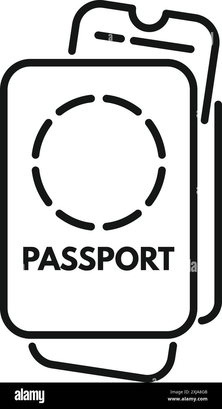 Simple icon of a passport with a boarding pass tucked inside ...