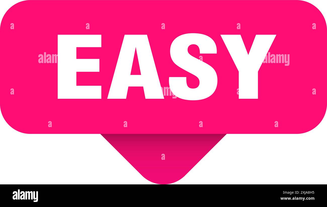 easy sticker. easy sign on transparent background. rectangular button ...