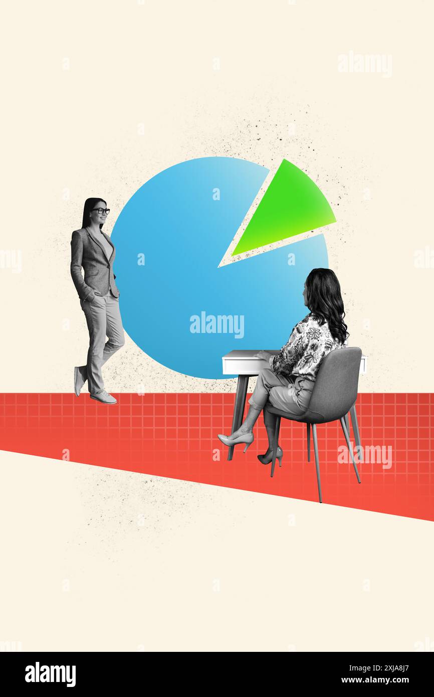 Vertical collage colleagues corporate workers infographic presentation ...