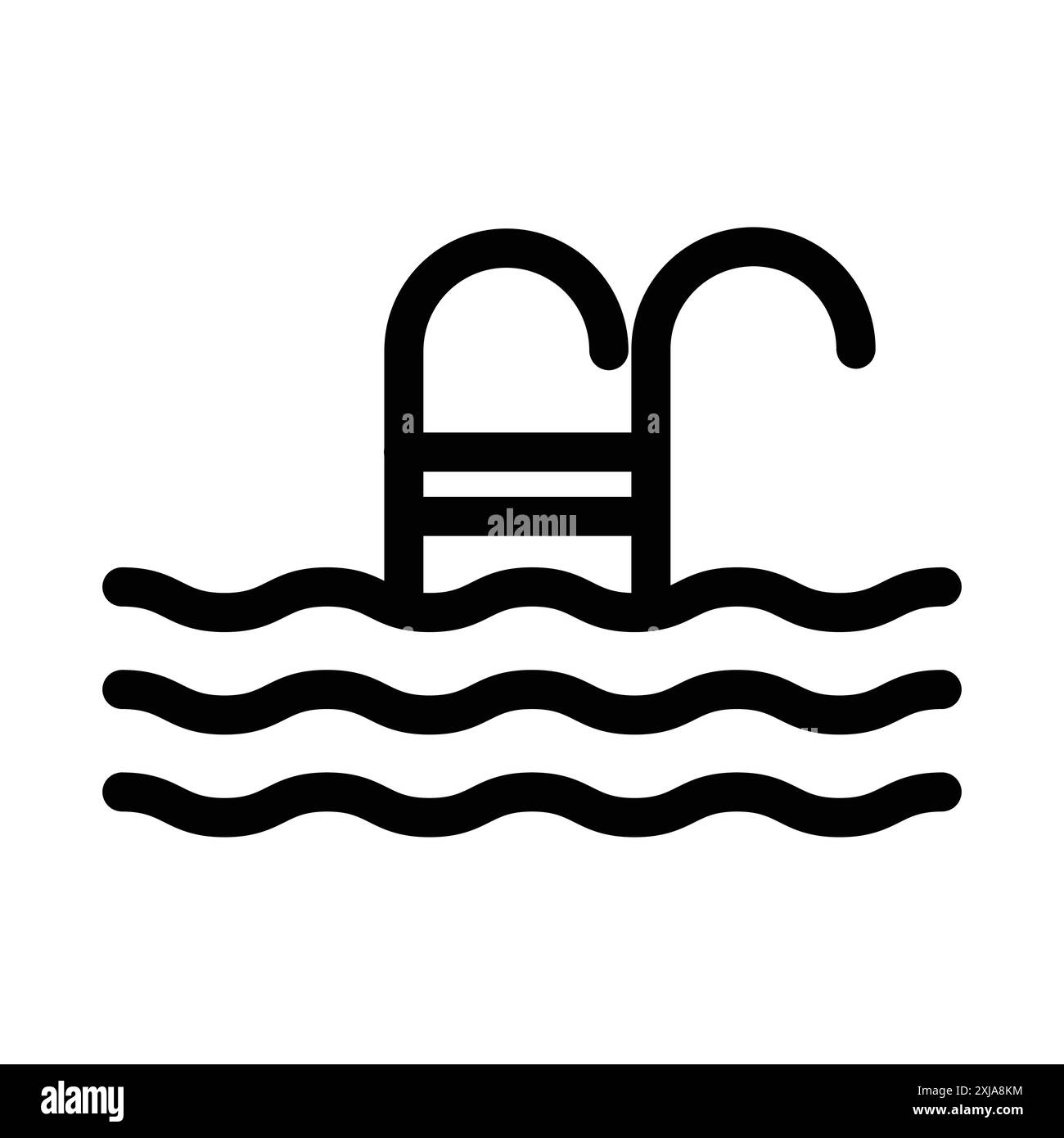 Swimming Pool Icon Set In Thin Line Outline Style And Linear Vector