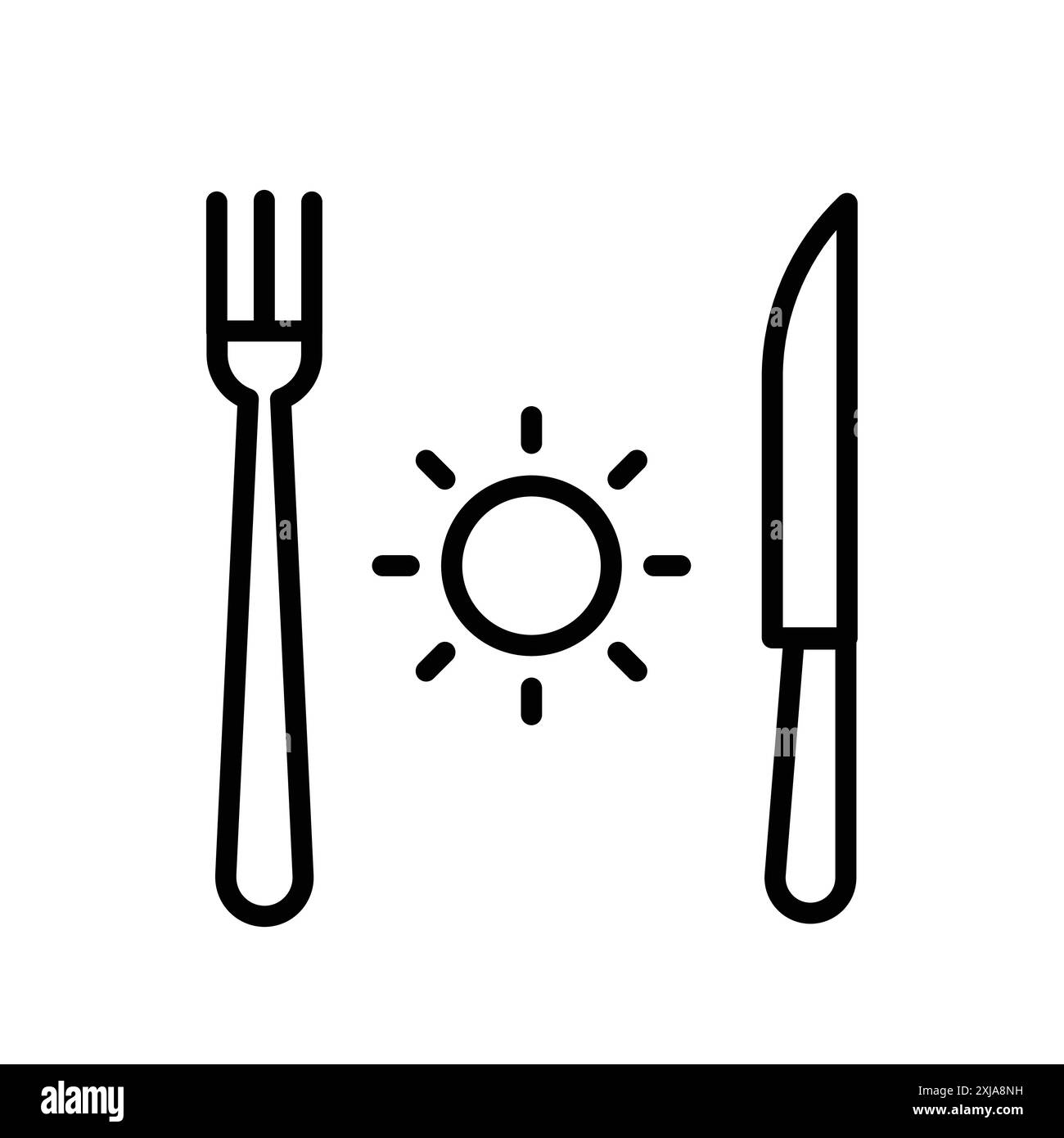 Sunrise Breakfast Icon set in thin line outline style and linear vector ...