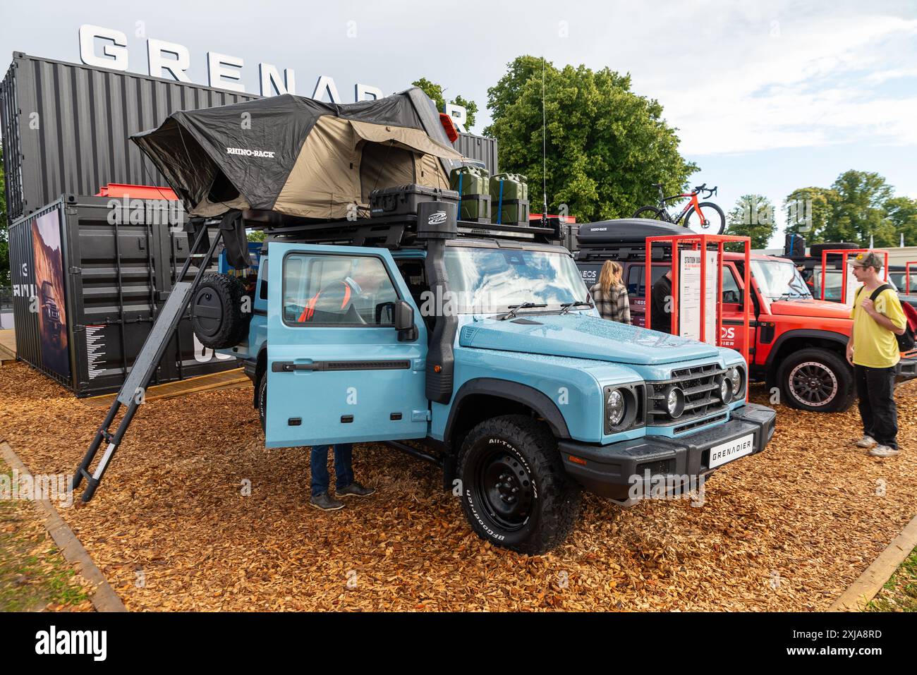 Ineos Grenadier display stand with cars at the Goodwood Festival of ...