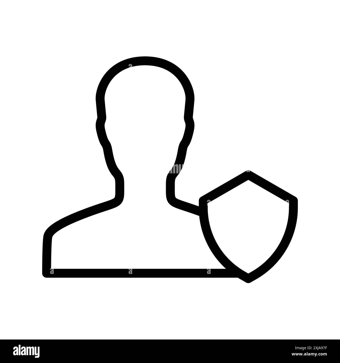 user protection shield icon set in thin line outline style and linear ...