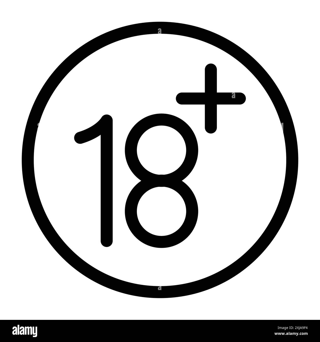 Eighteen Plus Icon Set In Thin Line Outline Style And Linear Vector