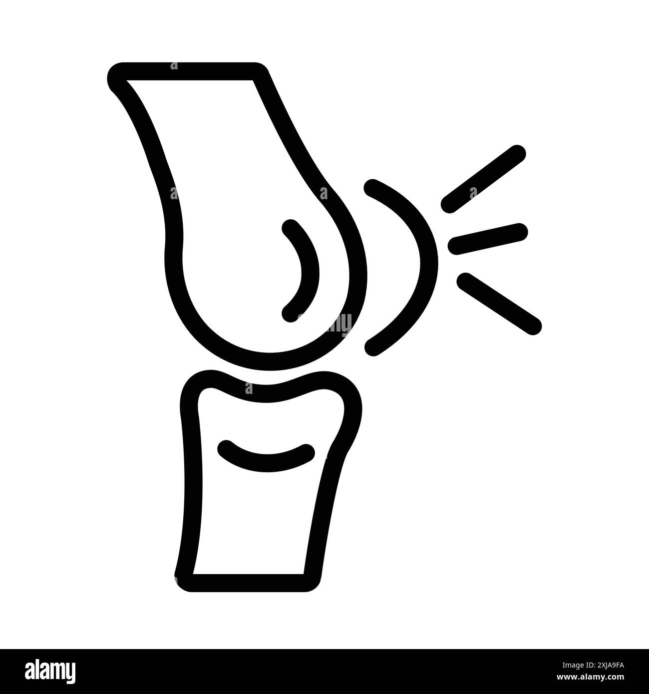 Knee pain icon set in thin line outline style and linear vector sign ...