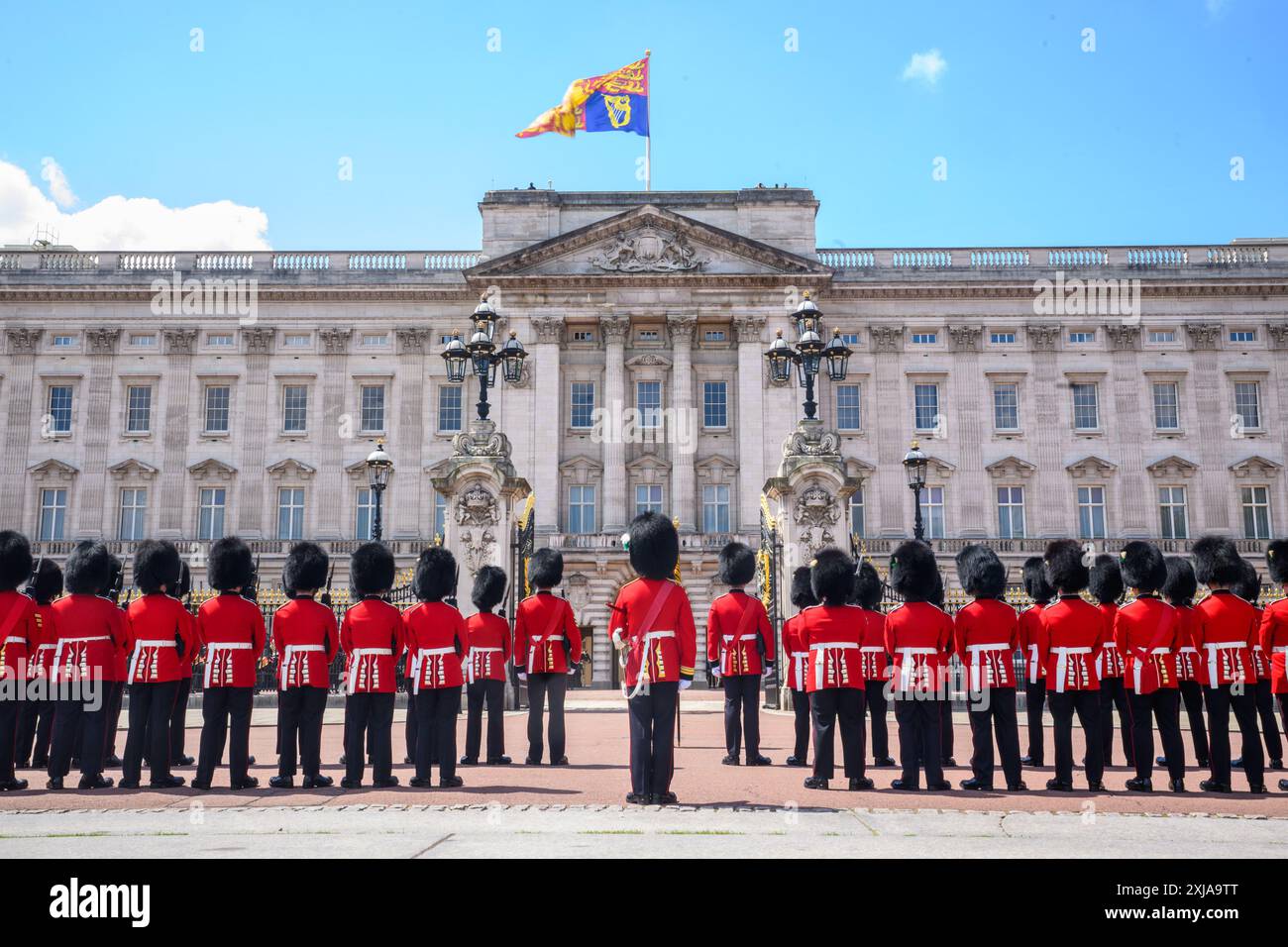 London, UK. 17 July 2024. Grenadier Guards line up outside Buckingham ...