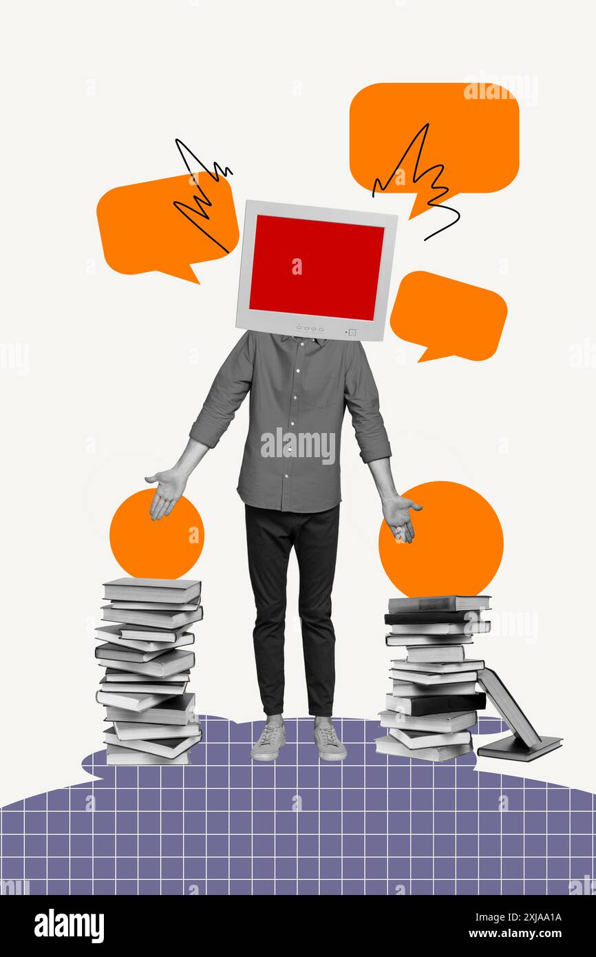 Creative template graphics collage image of puzzled questioned guy ...