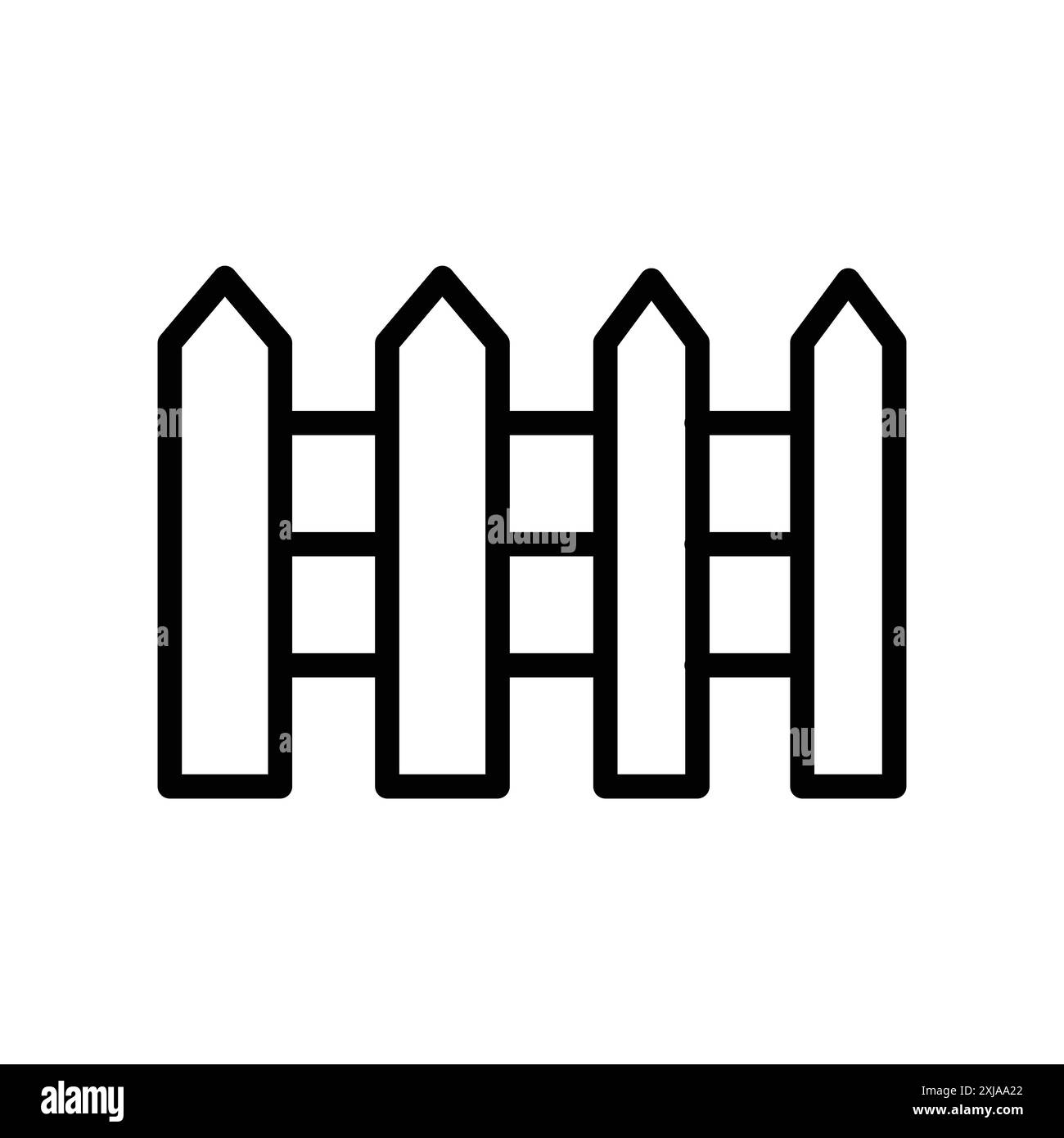 Fence Icon Set In Thin Line Outline Style And Linear Vector Sign Stock