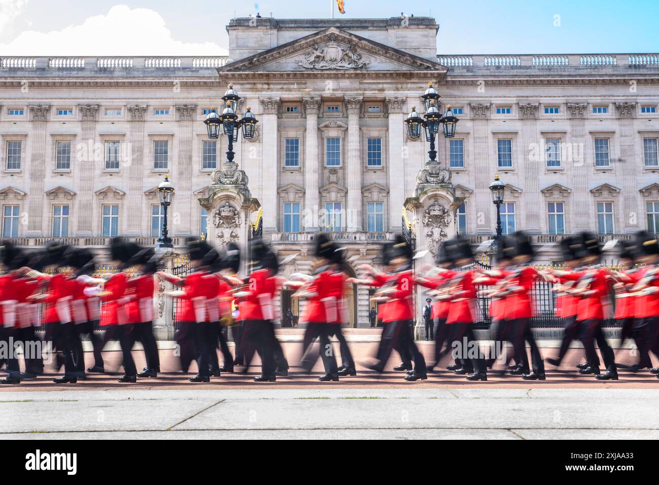 London, UK. 17 July 2024. Grenadier Guards line up outside Buckingham ...