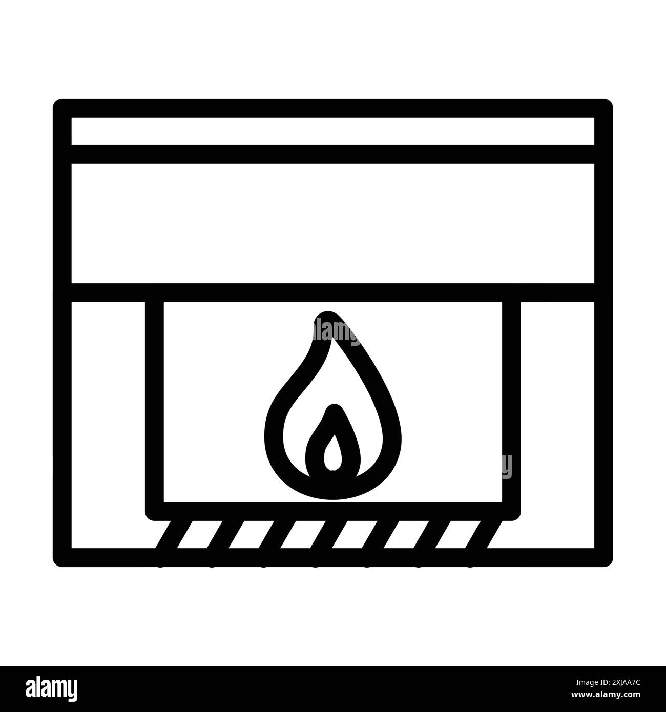 Fireplace icon set in thin line outline style and linear vector sign ...