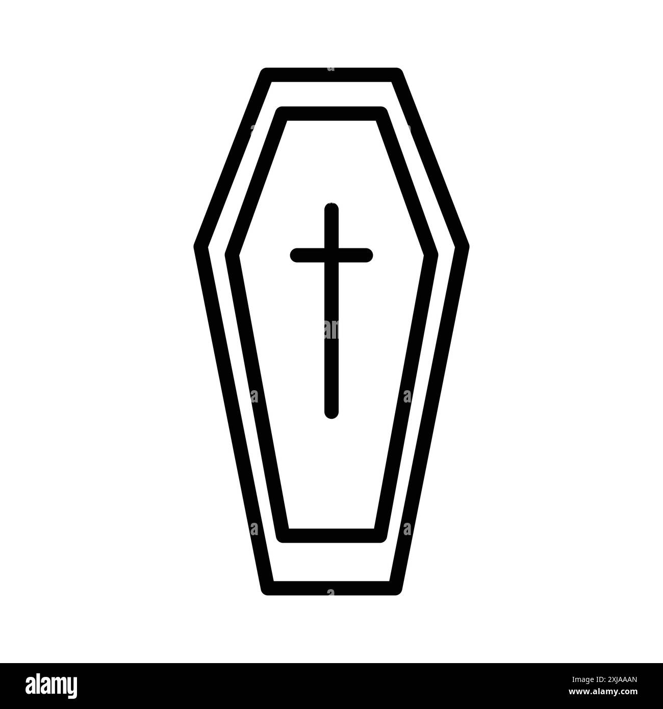 Halloween coffin icon set in thin line outline style and linear vector ...