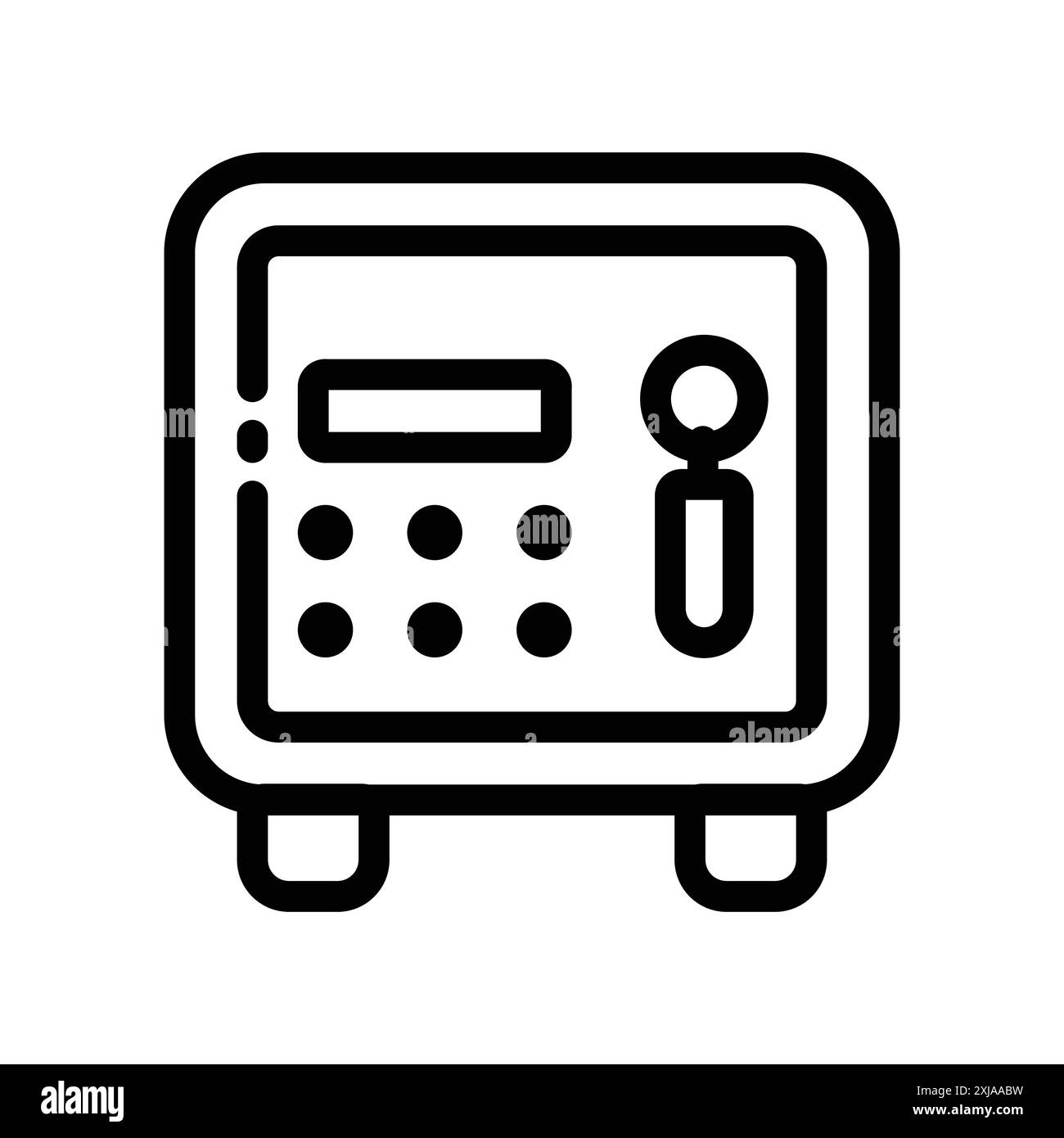 Safe box icon set in thin line outline style and linear vector sign ...