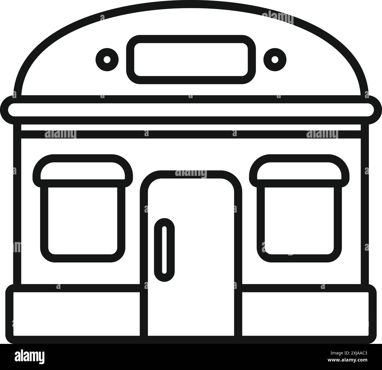 Simple black and white line drawing of a small business storefront ...
