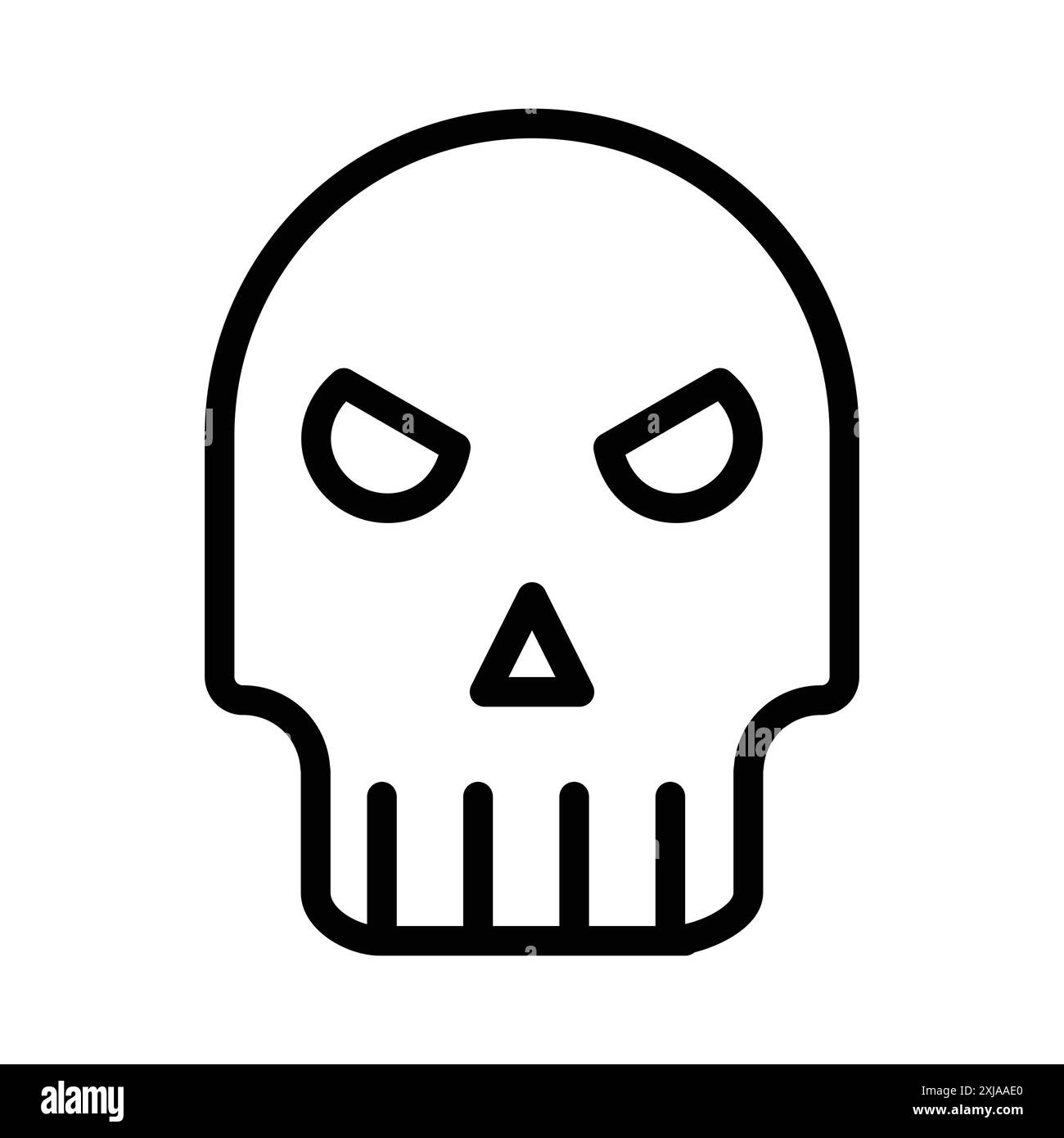 Evil skull icon set in thin line outline style and linear vector sign ...