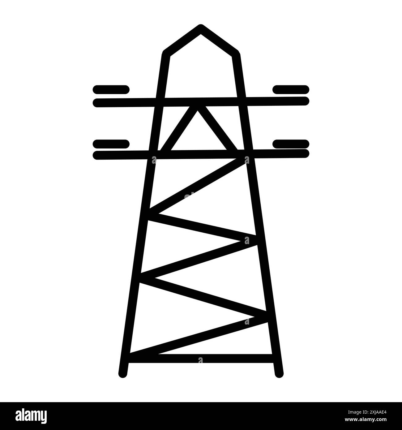 electrical energy tower icon set in thin line outline style and linear ...