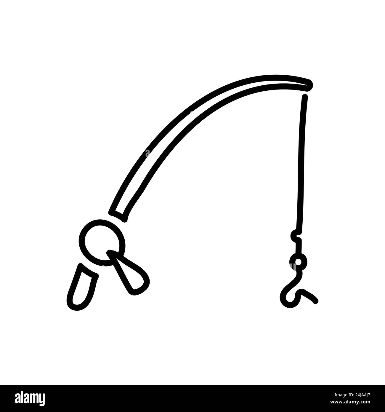 fishing rod icon set in thin line outline style and linear vector sign ...