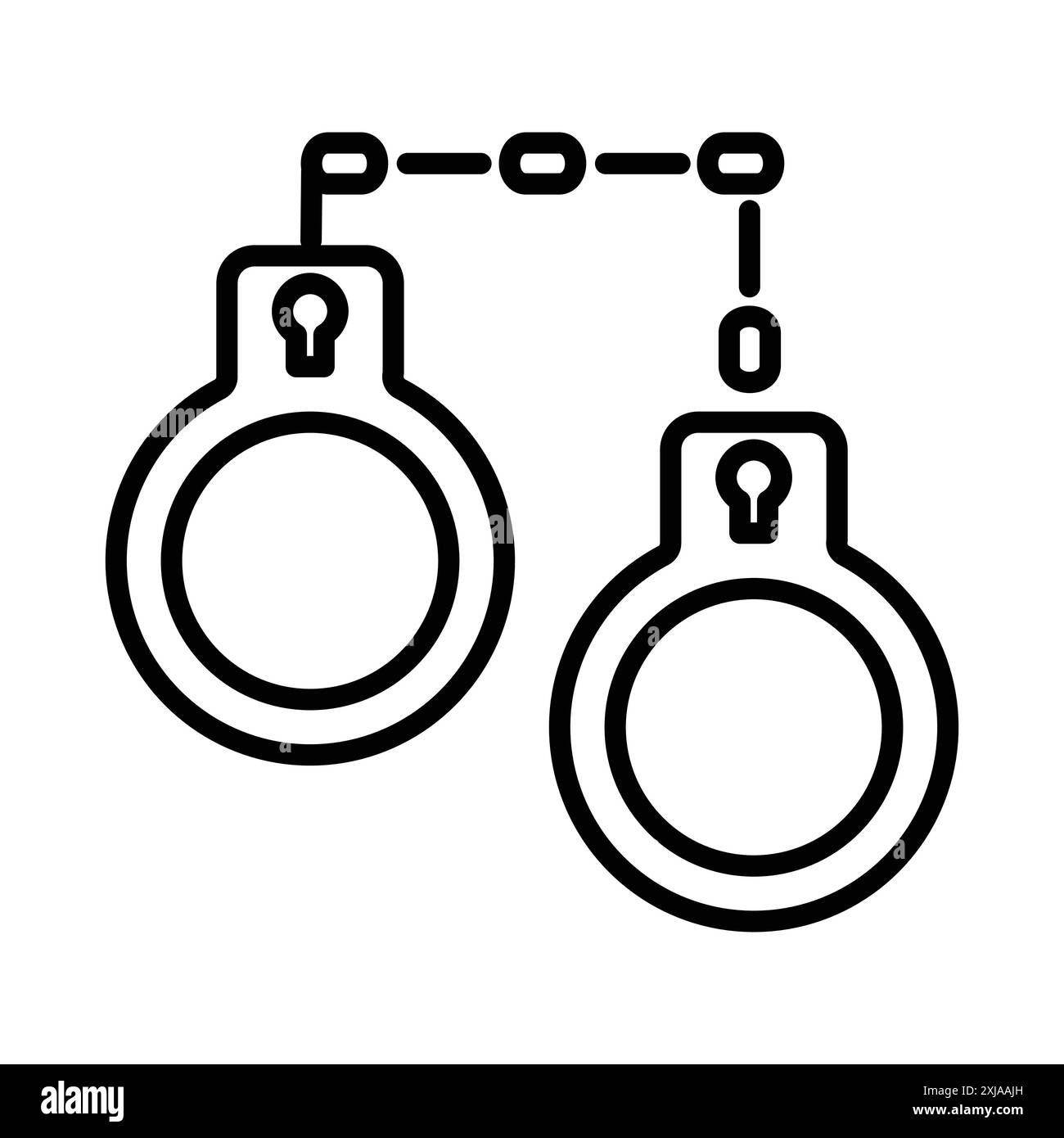 Handcuffs icon set in thin line outline style and linear vector sign ...