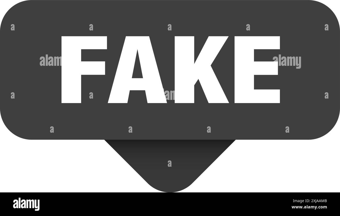 fake sticker. fake sign on transparent background. rectangular button ...