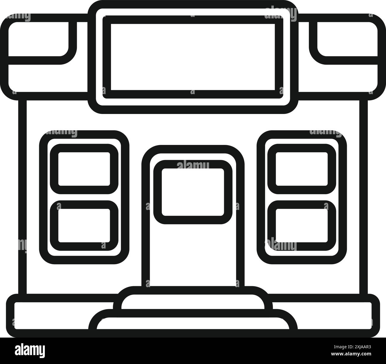 Simple line drawing of a modern shop building facade with big windows ...
