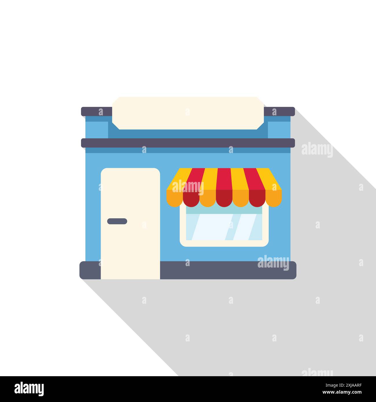 Charming small business storefront is depicted with a bright awning and ...