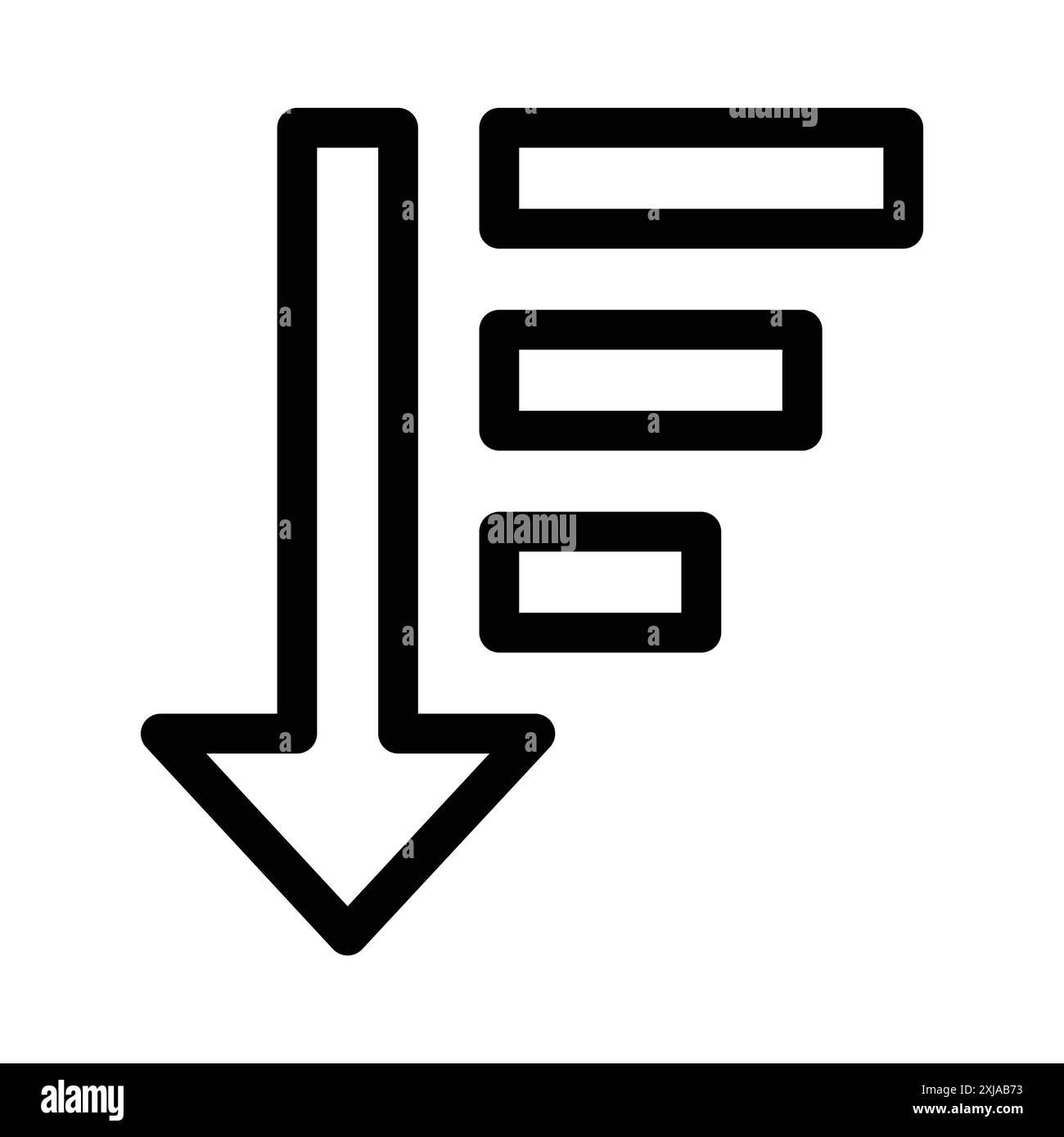 Sort icon set in thin line outline style and linear vector sign Stock ...