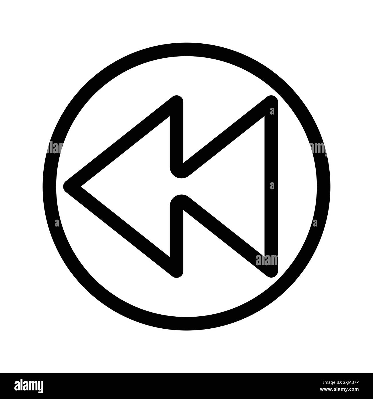 Rewind Previous Back arrow icon set in thin line outline style and linear vector sign Stock ...