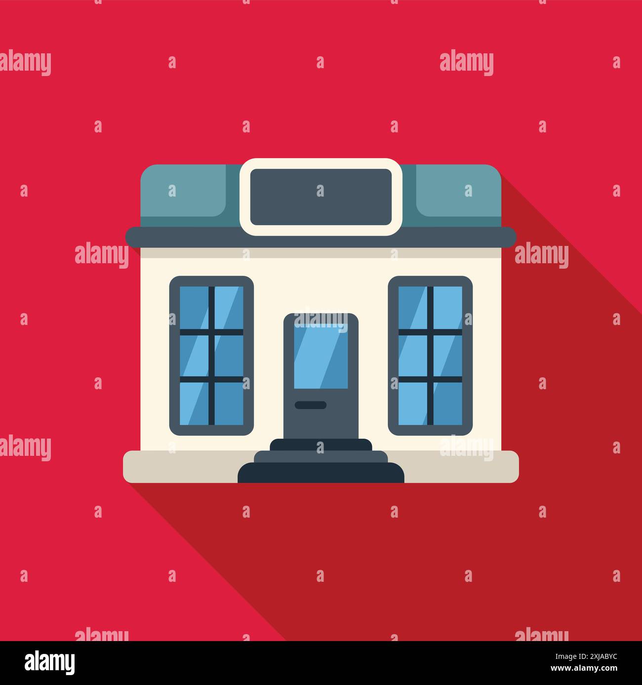 Small business building storefront facade with signboard is ...