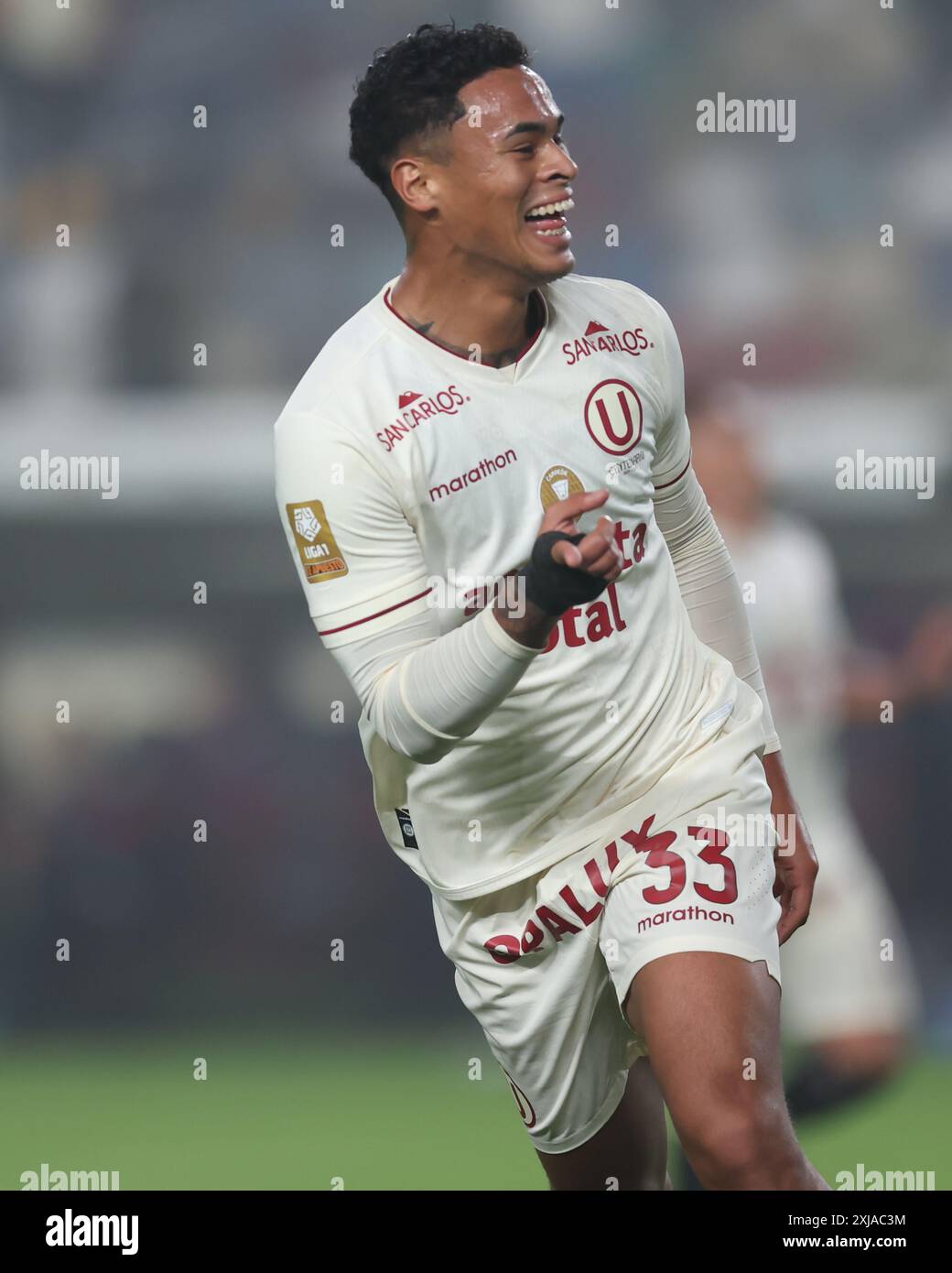 Lima, Peru. 14th July, 2024. Christopher Olivares of Universitario de ...