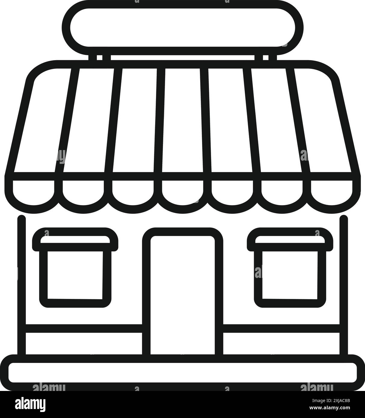Simple line drawing of a small business storefront facade with striped ...