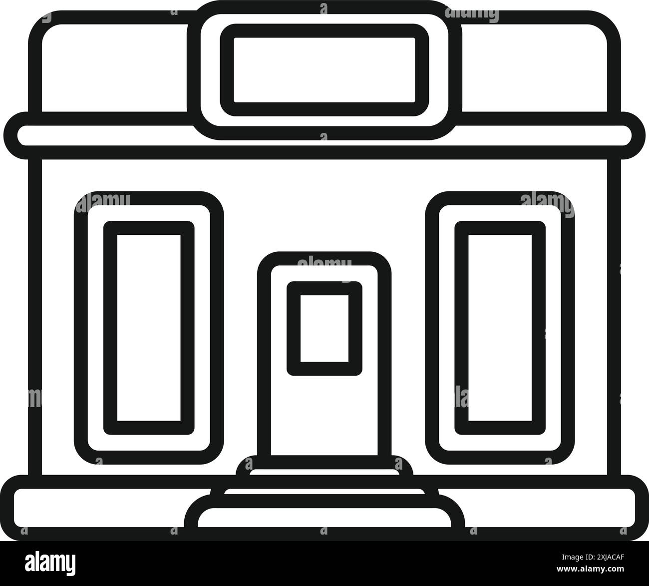 Simple illustration of a small business storefront with large windows ...