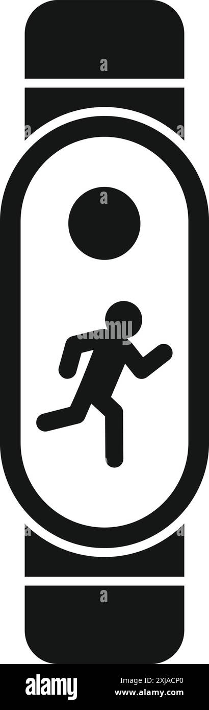 Black glyph icon for a smartwatch displaying a running man icon Stock ...