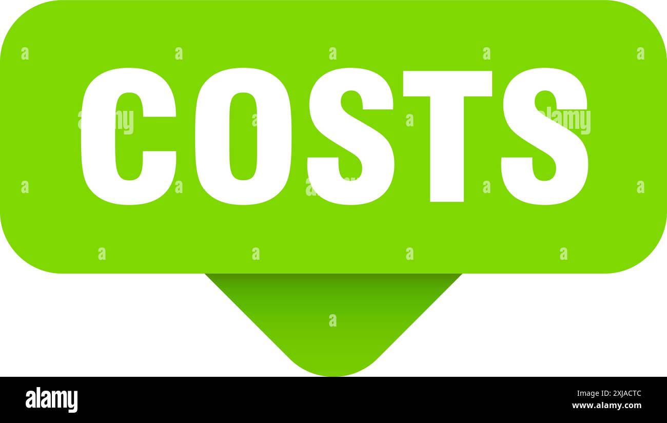 costs sticker. costs sign on transparent background. rectangular button ...