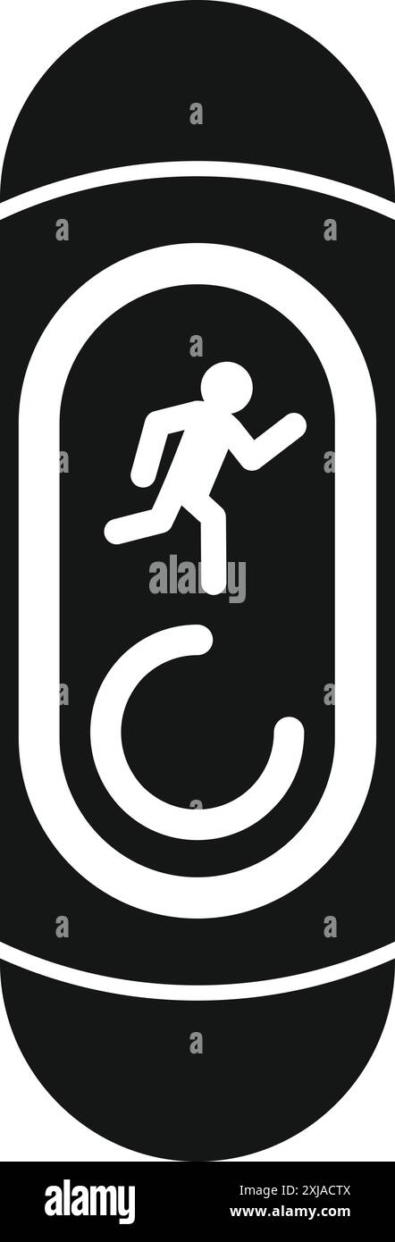 Black and white icon of a pedestrian crossing signal showing a running ...