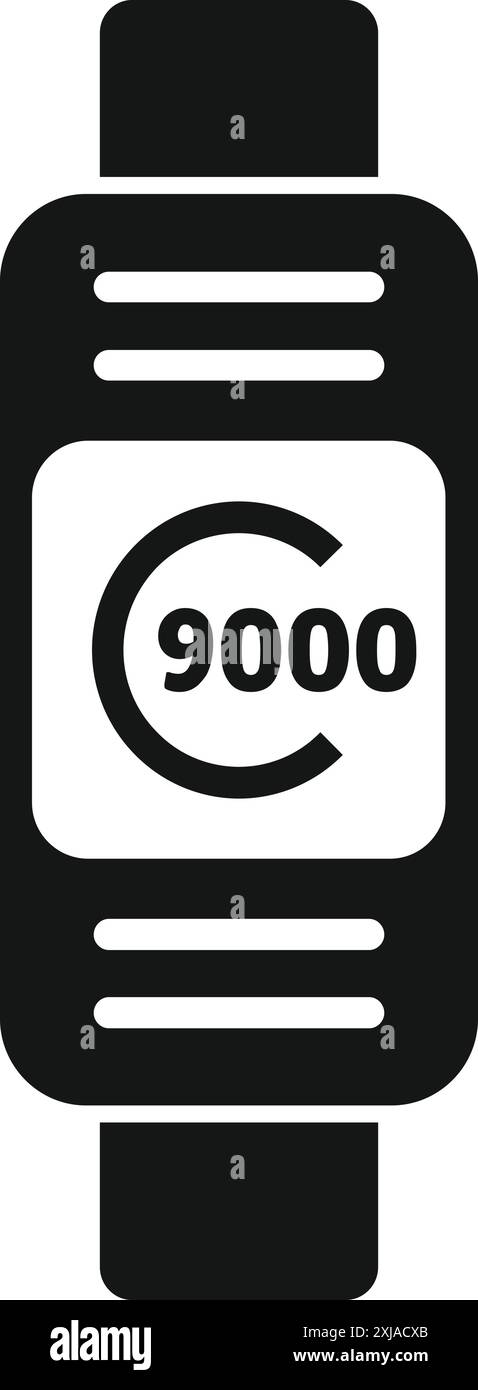 Smartwatch showing 9000 steps, walking app icon in simple style Stock ...