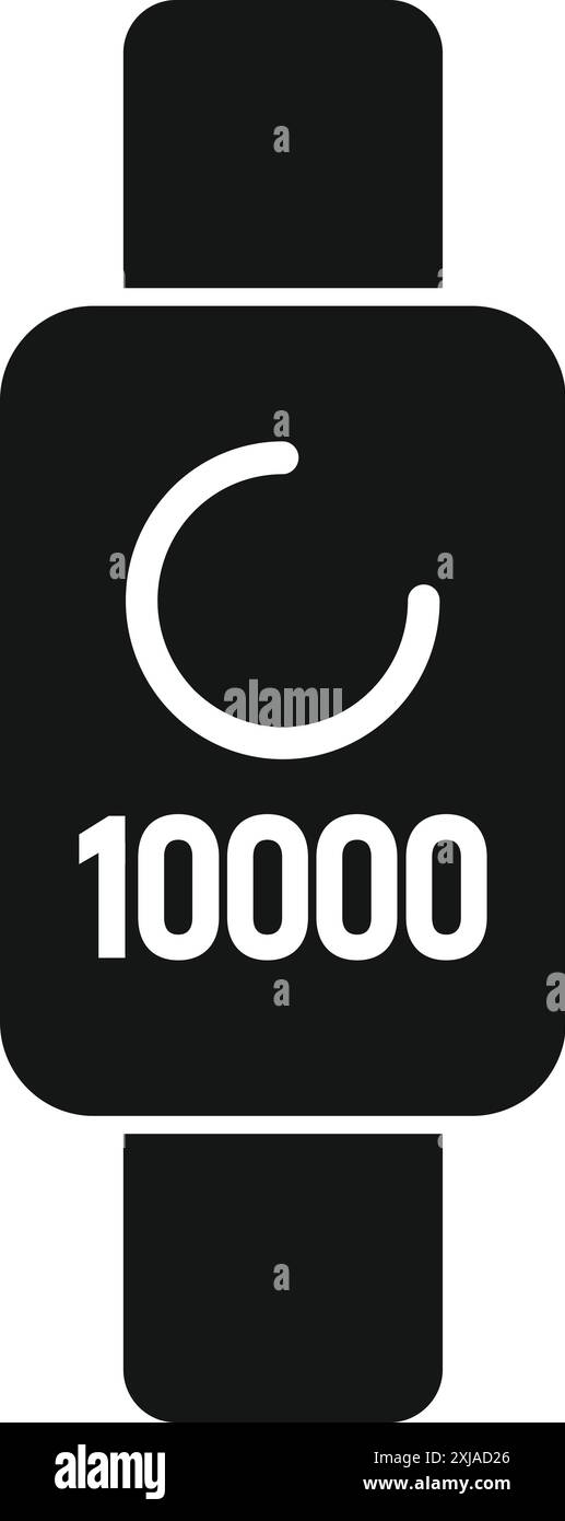 Smartwatch showing 10000 steps icon in simple style on a white ...