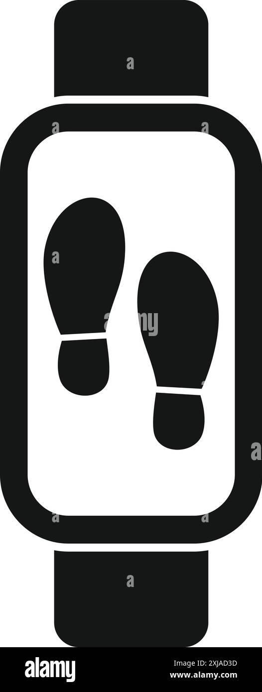 Simple icon of a smartwatch displaying footsteps, representing a ...