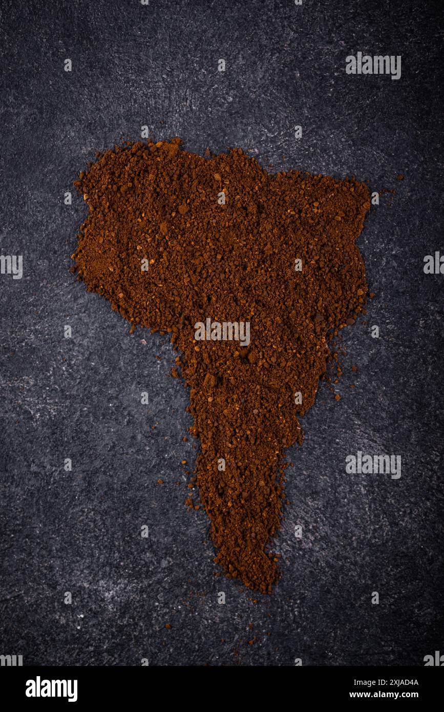 Grounded coffee and beans from South America Stock Photo - Alamy