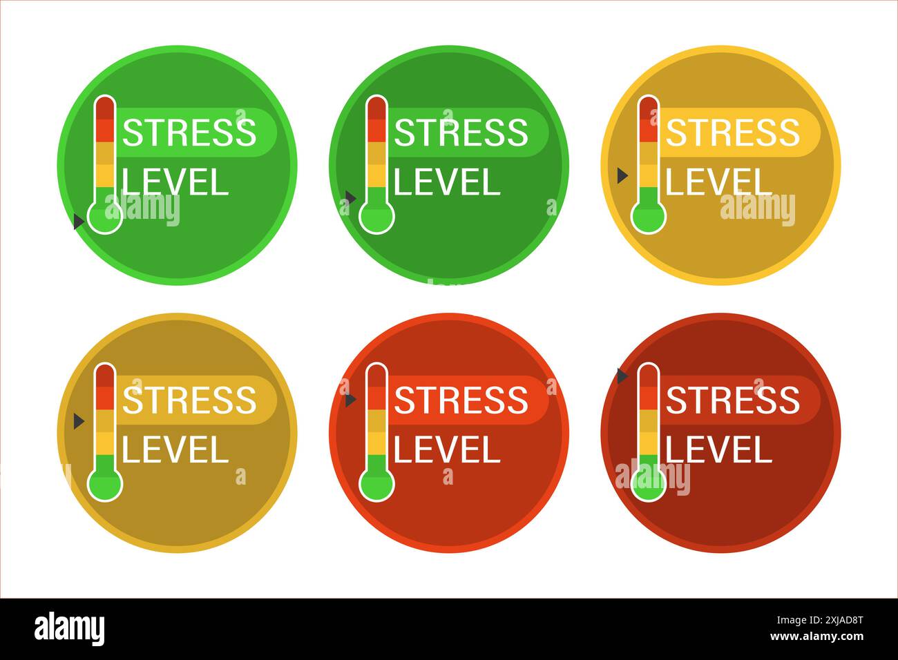 Measuring the level of stress. Set of icons with different indicators ...